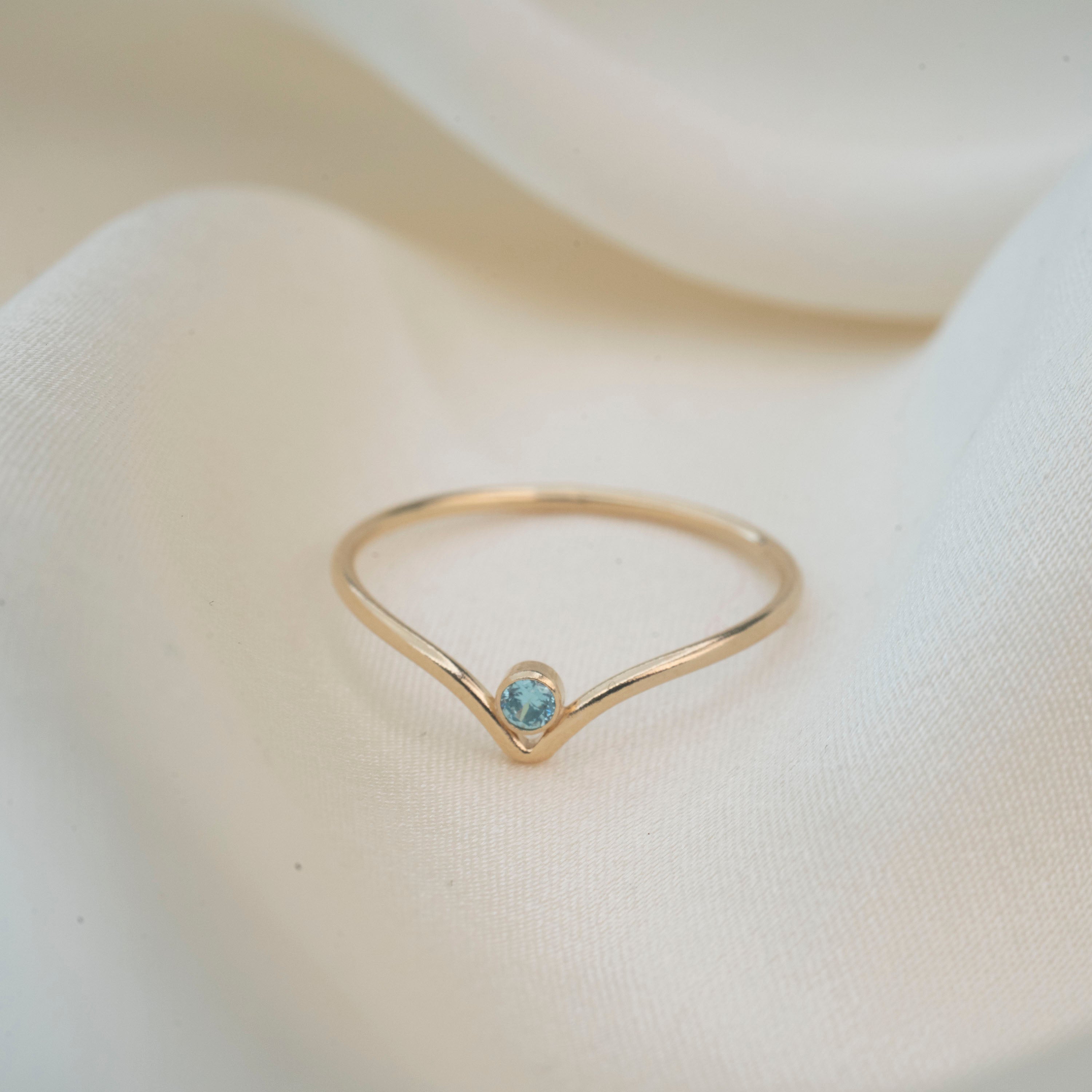 Gold Filled Aquamarine Chevron Stacker – RG