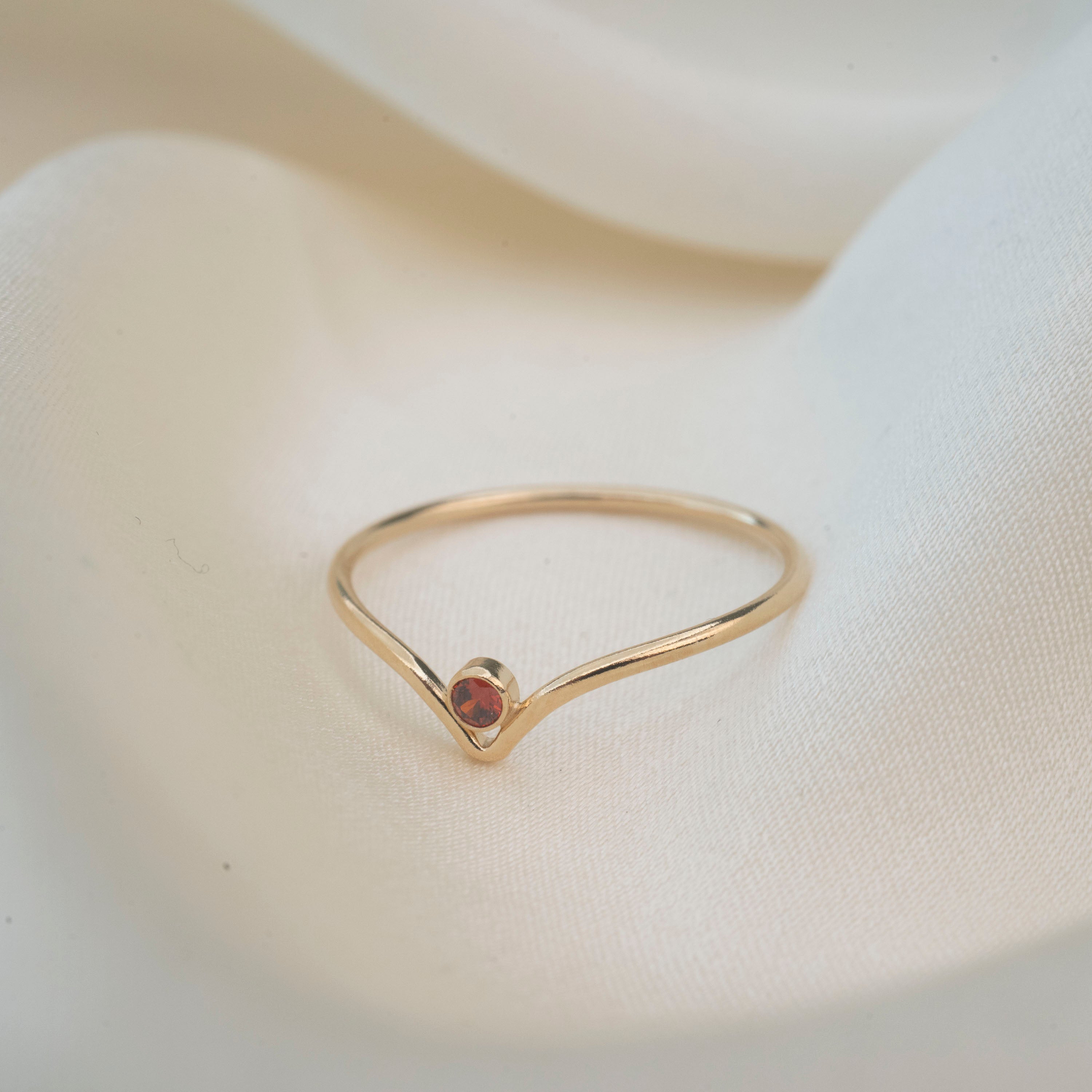 Gold Filled Garnet Chevron Stacker – RG
