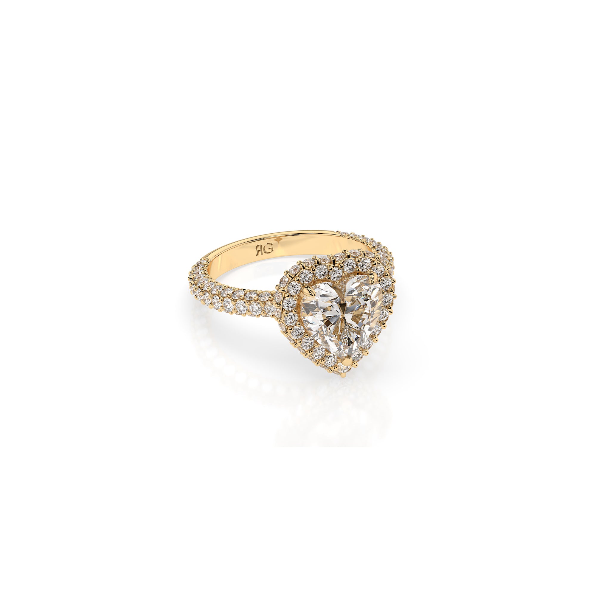14k Heart Shape Triple Pave Ring – RG