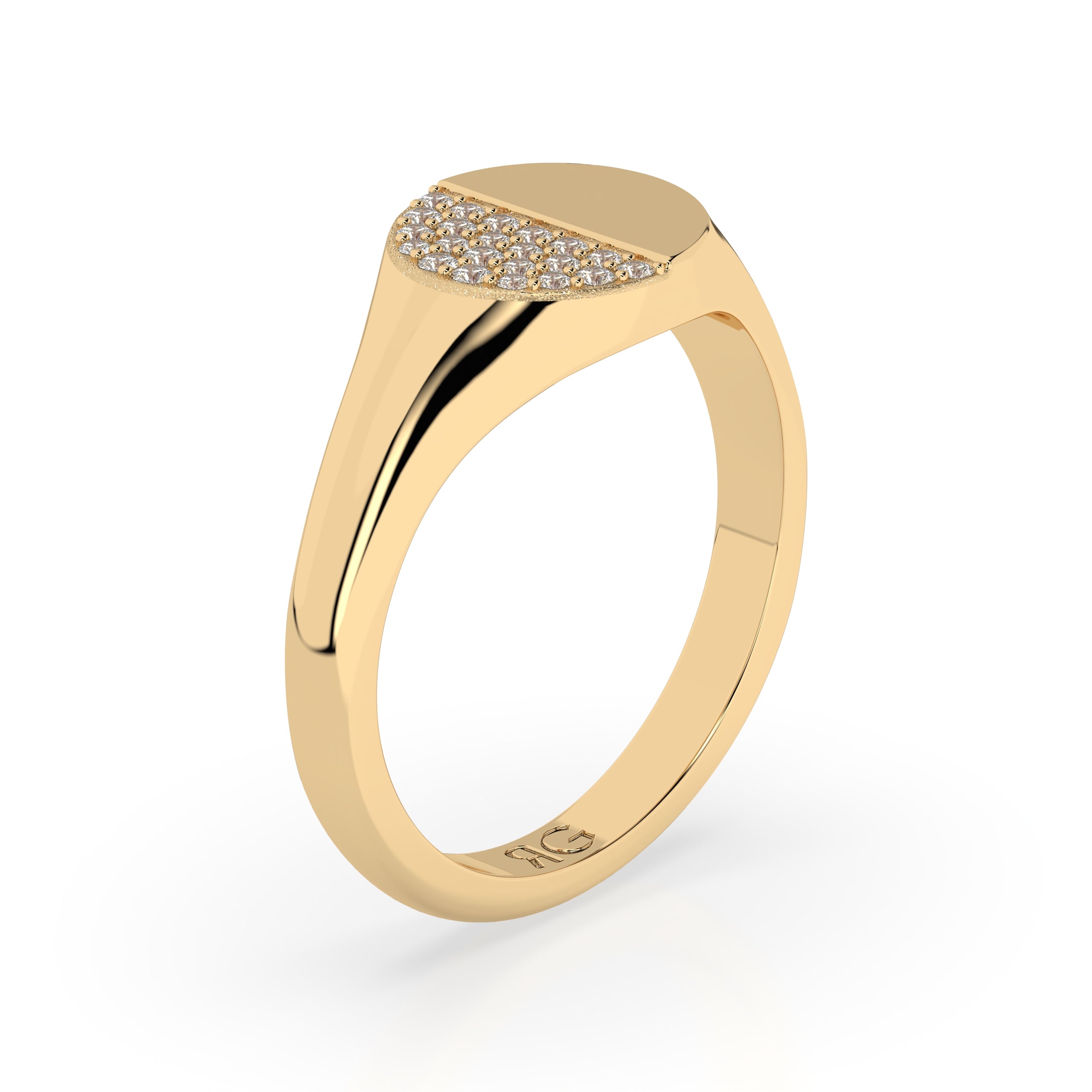 14k Diamond Half Moon Signet Ring – RG