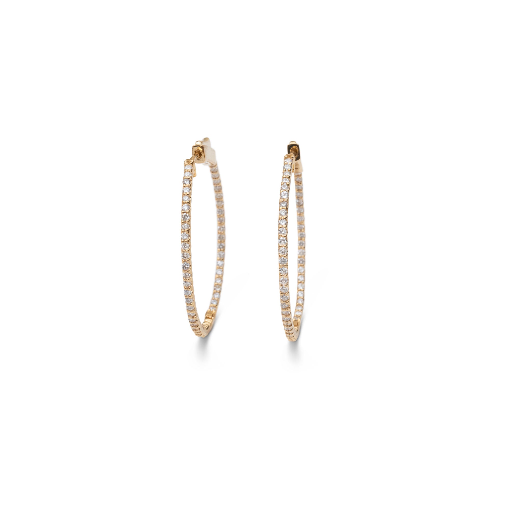 14k Medium Diamond Inside Out Hoops – RG